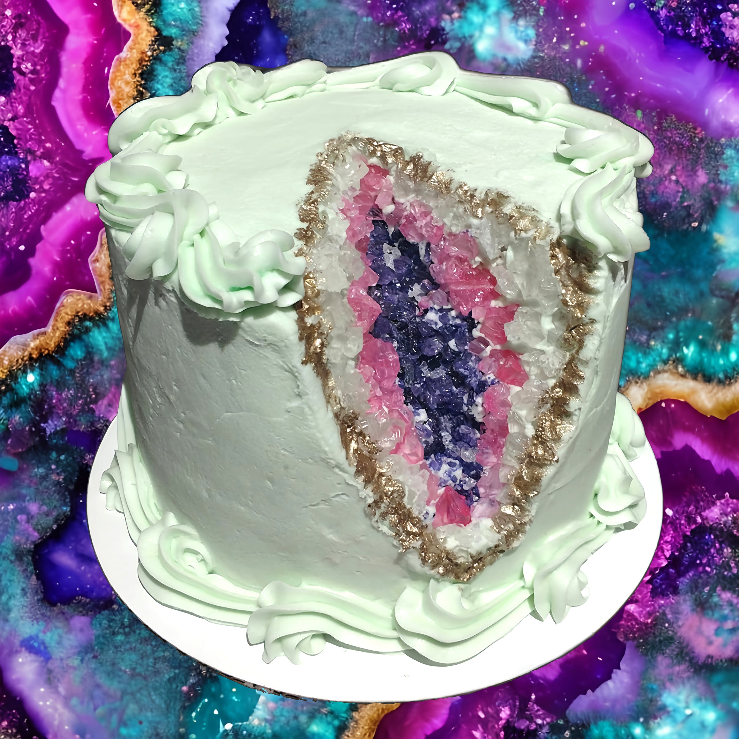 crystal geode cake