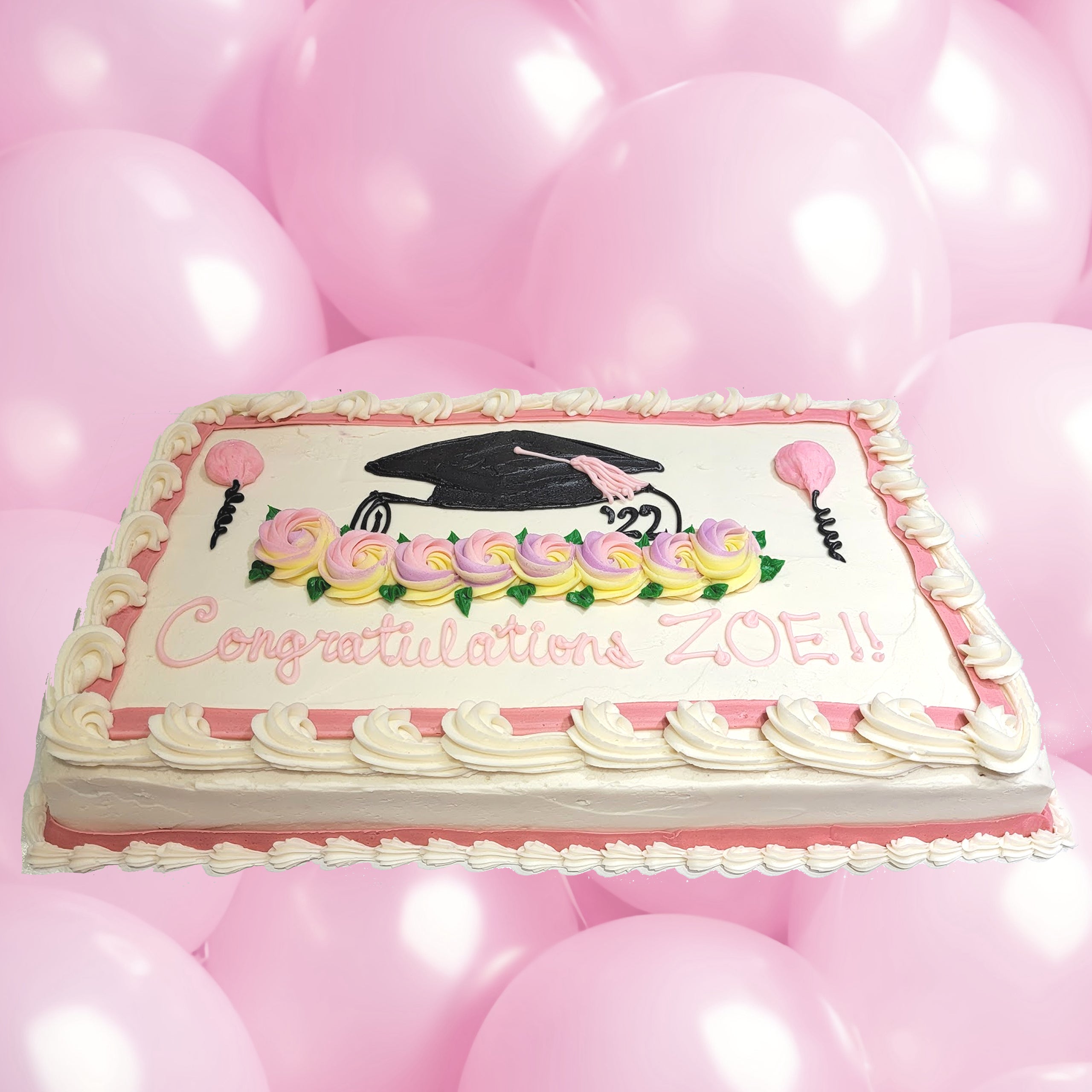 Graduation Sheet Cakes With Flowers